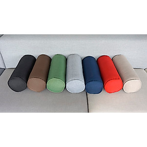 COZPLEN Indoor/Outdoor Bolster Pillows, 16x6 inches Solid Round Lumbar Cylinder Throw Pillows for Outdoor Furnitures, Set of 2, Navy Blue