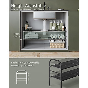 NETEL Under Sink Organizers and Storage, 2 Tier Expandable Under Cabinet Organizer Shelf with 8 Removable Panels,Expandable Shelf for Cupboard,Kitchen,Bathroom,Shoe Storage Rack