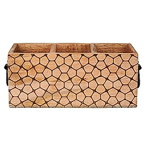 Farmhouse Decor 3 Compartment Silverware Holder Utensil and Cutlery Caddy for Parties Countertop Organizer for Spoon Fork and Knife Remote Control Holder Basket 10 x 4.5 x 5 Inches (Design 2)