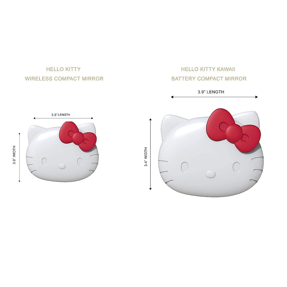 Impressions Vanity Hello Kitty Kawaii Compact Mirror with Touch Sensor Switch for Purse, LED Makeup Mirror with 2X Magnifying Top and Adjustable Brightness (White)