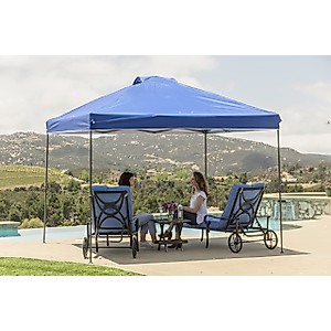 Crown Shades 10 x 10 Foot Adjustable Outdoor Instant Pop Up Tent Portable Waterproof Folding Camping Beach Shade Canopy Shelter with Carry Bag, Blue