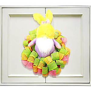 4 Rolls Easter Burlap Wired Ribbons, Solid Wired Edge Ribbon, Wrapping Burlap Ribbon, Burlap Wired Ribbon for Wreaths Home Decor DIY Crafts (Blue, Light Green, Light Yellow, Pink,1-1/2 Inch)