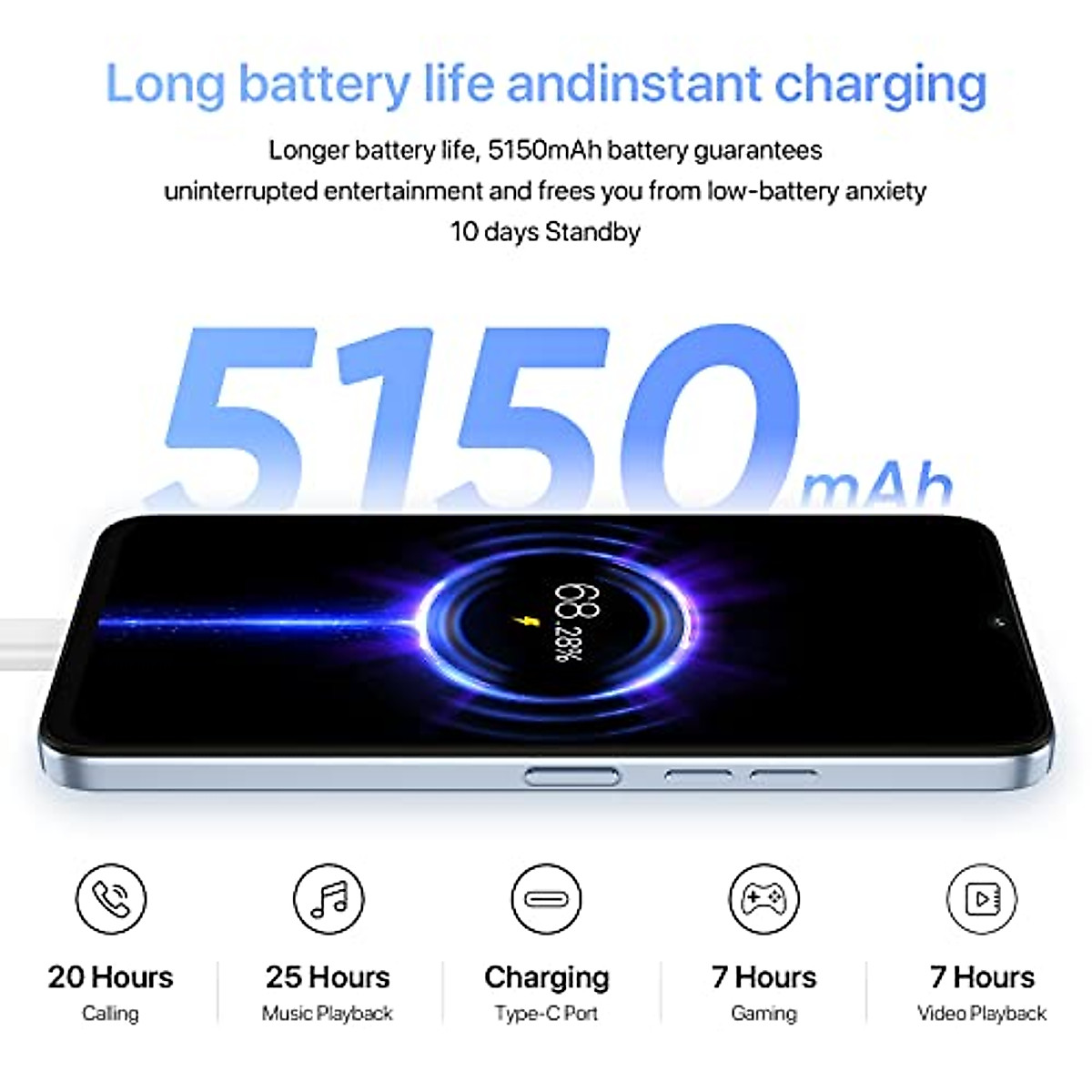 UMIDIGI G3 MAX 8+128GB Android 13 Unlocked Cell Phone,50MP Ultra-Clear AI Camera Smartphone,6.6-inch FHD Display Android Phone,5150mAh Massive Battery Mobile Phone Support Expandable Up to 1TB