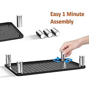 Husky Mounts Monitor Riser Laptop Stand, Adjustable Legs, Stackable, 14.5" x 9.25" x 3.25" Max Height, Matte Black Steel (Black, 2-Pack)