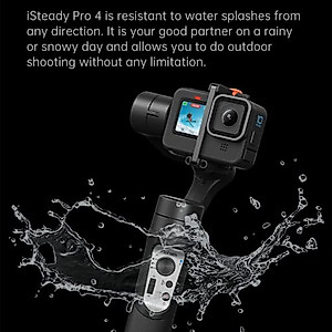 Hohem iSteady Pro 4 Action Camera Gimbal 3-Axis Splashproof Stabilizer for GoPro Hero 11/10/9/8/7/6/5/4/3,DJI OSMO Action,Insta360 ONE R,Sony RX0,Quick Mounting,14Hrs Runtime