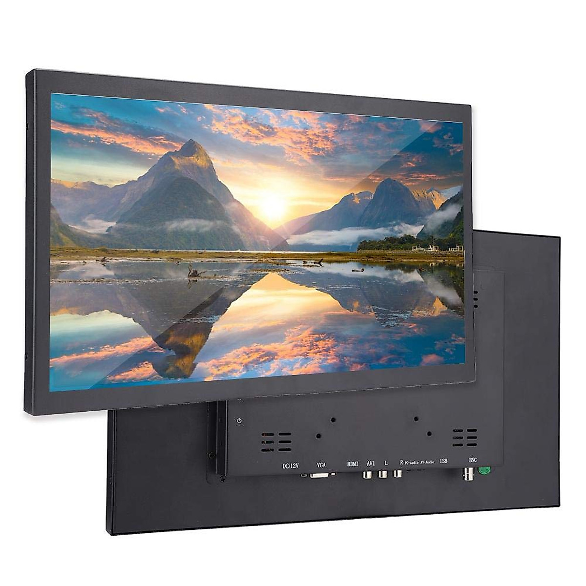 Bewinner 17.3 Inch 1080P Portable Monitor for PC CCTV Camera, Metal Shell Display Screen with HDMI/VGA/AV/BNC/USB Input Port, 1920×1080P Multifunctional Wall Mount Display for Surveillance