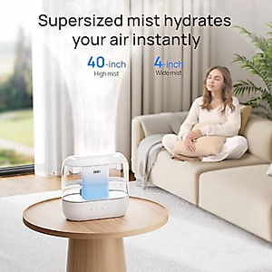 Dreo Humidifiers for Bedroom, Top Fill 4L Supersized Cool Mist Humidifier with Oil Diffuser and Nightlight, 32H Runtime, Quiet Ultrasonic Humidifiers for Home, Large Room, Baby Nursery and Plants