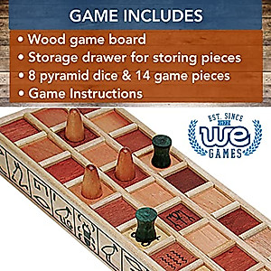 WE Games Senet Ancient Egyption Wooden Board Games, Strategy Board Game for Kids and Adults, Table Top Board Game with Built in Storage, with 10 Player Pieces, Keepsake Quality Desktop Game