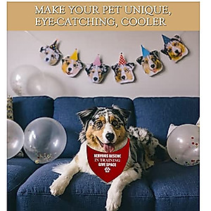 JXGZSO 1 Piece Nervous Rescue in Training Give Space Dog Bandana Ask to Pet Dog Bandana Give Me Space Dog Bandana (Nervous Rescue in Training Give Space)