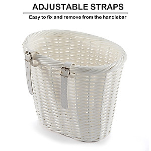 ZUKKA Bike Basket Woven Bike Basket for Adult Bikes Front/Kids Bike Handlebar with Adjustable Leather Straps Waterproof Storage Bicycle Basket, Multi-Colors