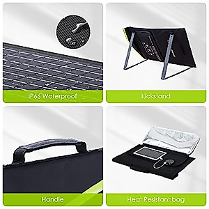 ALLPOWERS SP020 60W Foldable Solar Panel Charger, Monocrystalline Portable Solar Panel with 18V DC, USB, Parallel Ports for Jackery/Rockpals/BLUETTI Power Station Laptops Phones 12V Battery