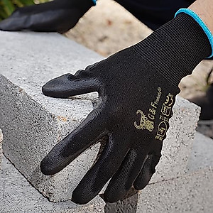 G & F Work Gloves for Men, Lightweight Grip, Polyurethane Coated, Touchscreen Compatible, Flexible & Breathable, Durable Construction, Ideal for Gardening, Mechanics, and General Duty Tasks, 12 Pairs