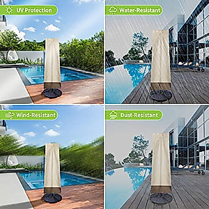 PHI VILLA Patio Umbrella Covers for Outdoor, Large Waterproof 600D Oxford Heavy Duty Fabric Umbrella Canopy Covers for 9-13 Feet Outdoor Offset Umbrellas, (Frame Covers)