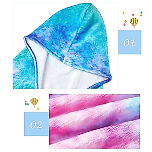 uideazone 80" W x 60" H Wearable Hooded Blanket Beautiful Geometric Super Soft Digital Print Hooded Throw Wrap Premium Fleece Warm Throw Blanket Hooded Cloak for Adults