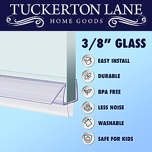 TUCKERTON Lane Glass Door Seal Strip, Soft Shower Door Sweep to Stop Leaks, Shower Silicone Seal Strip (Bottom Sweep 3/8 (3 Pack))