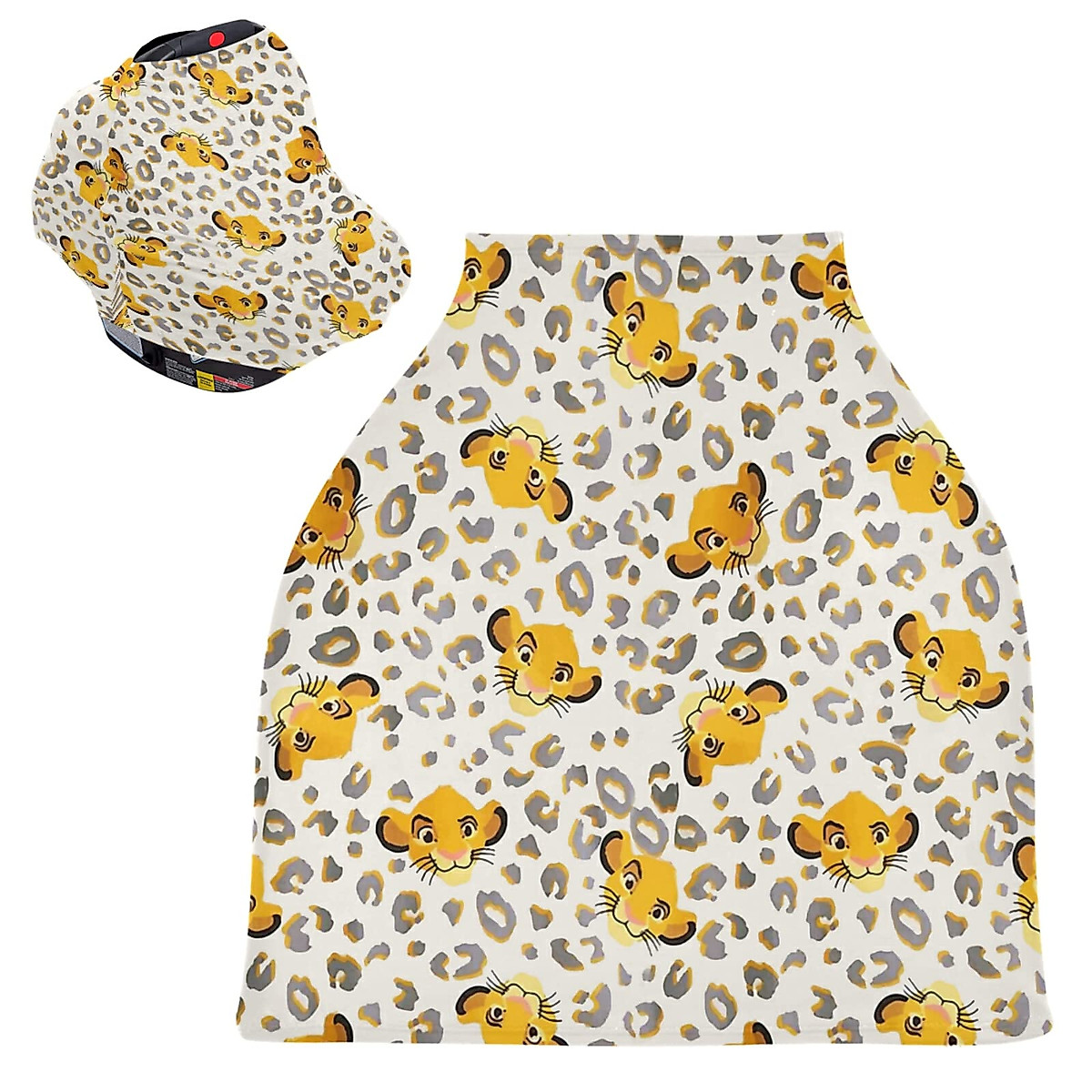 Car Seat Covers for Baby Lion Leopard Nursing Cover Breastfeeding Cover Scarf, Soft Stretchy Carseat Canopy Cover Multi-Use Breathable Stroller Cover for Baby Boy Girl Gifts