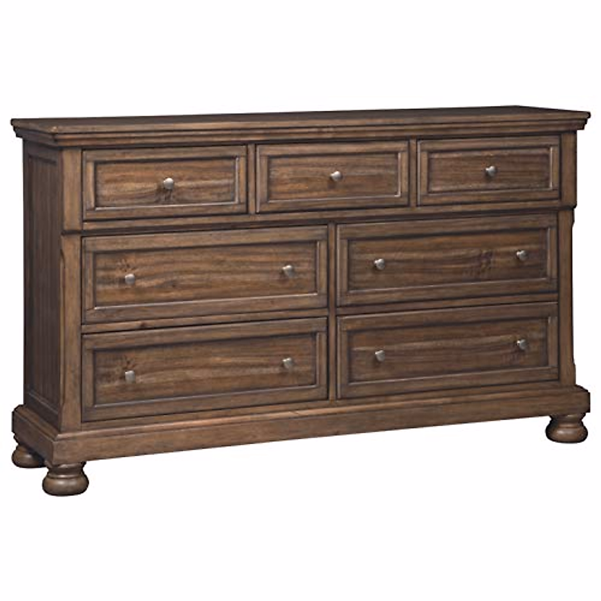 Signature Design by Ashley Flynnter Traditional 7 Drawer Dresser with Dovetial Construction, Tobacco Brown