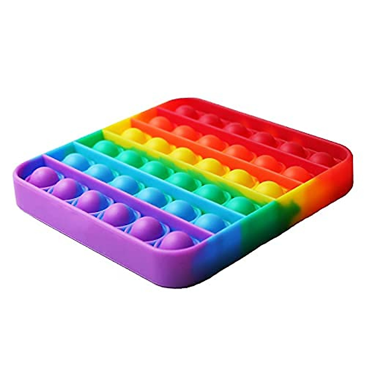 Push Pop Bubble Fidget Sensory Toy - for Autism, Stress, Anxiety - Kids and Adults (Rainbow Square)