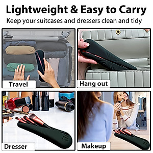 AbluFirst Travel Makeup Brush Holder, Trendy Portable Silicone Makeup Brush Organizer, Cosmetic Brushes Bag, Soft and Durable Makeup Tools Box for Travel, Daily, Gift (Black)