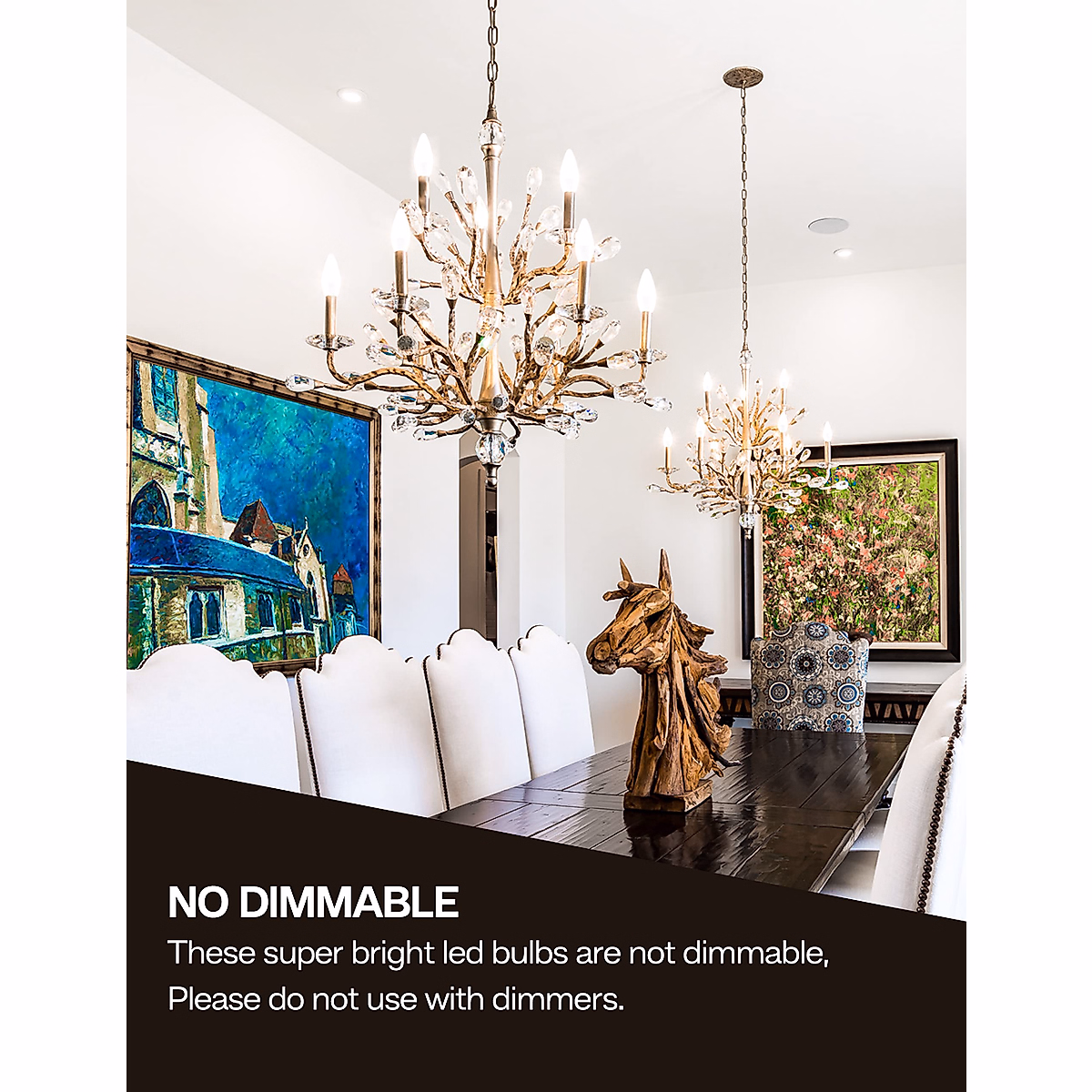 Eastiya Ceiling Fan Bulb Chandelier Bulbs 60 Watt Equivalent, 5000K Daylight White Candelabra LED Light Bulbs, E12 Small Base 6W B11 600LM, Non-Dimmable, Pack of 12