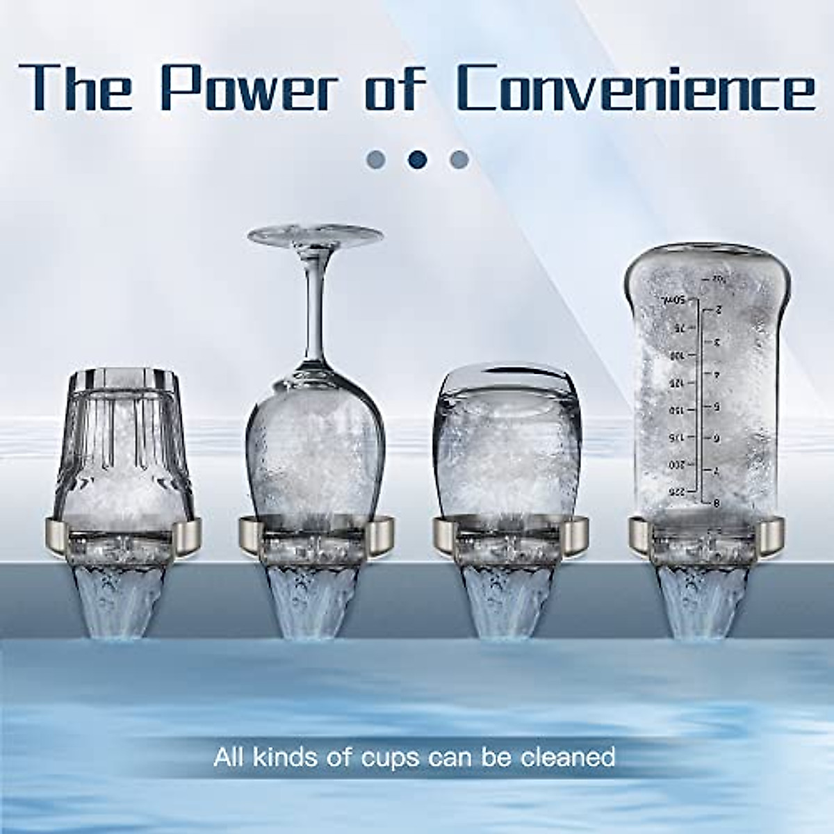 Glass Rinser-Cup Washer for Sink-Bottle Washer-Kitchen Sink Accessories-Can Be Used for Baby Bottles Shaker Bottle Cup-Kitchen Sink Accessories (Brush Nickel)