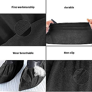 SMAIGE Shoe Covers Disposable - 100 Pack (50 Pairs) Disposable Shoe & Boot Covers Non-Slip Dust-proof Shoe Booties,One Size Fits Most (Black)