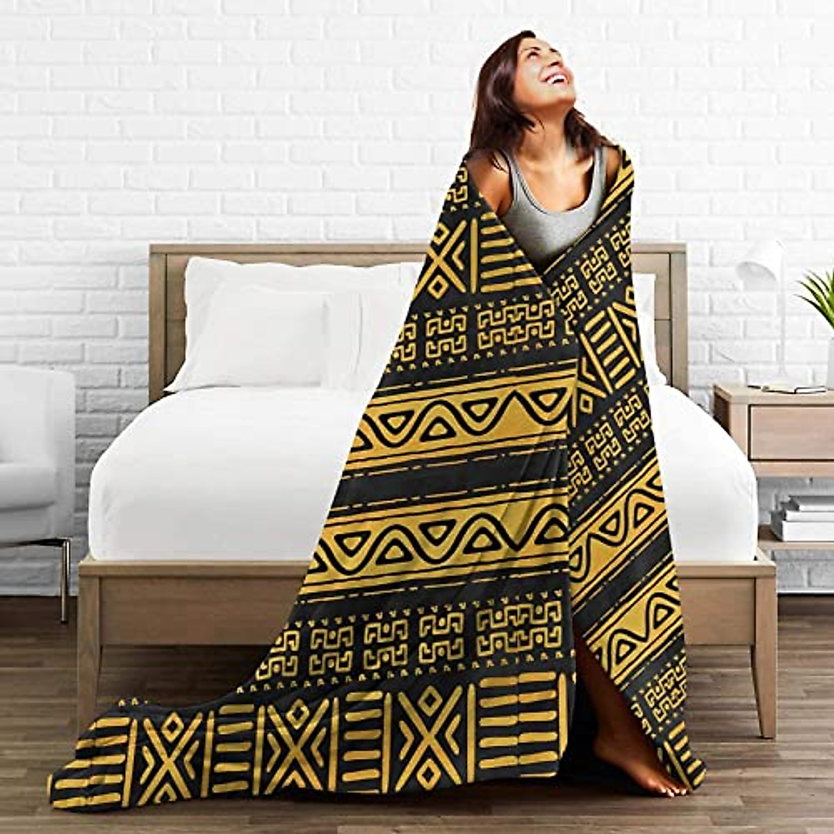 African Blankets & Throws Blanket Soft, African Art Throw Blanket Blanket Flannel Blanket for Home Outdoor(50"x40")