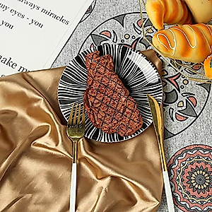 YUYHQCBT 6 Inch Set of 4 Assorted Designs, Porcelain Plates With Patterns,Black Ceramic Dessert Plates, Dishware for Sandwiches Salad Pasta,Microwave Oven Dishwasher Safe