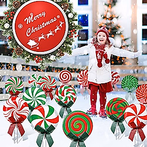 Christmas Outdoor Yard Signs Peppermint Corrugated Yard Decorations with Stakes and Bow Xmas Yard Decorations Candy Garden Sign Waterproof Cardboard Lawn Signs for Pathway Walkway Decor (15)