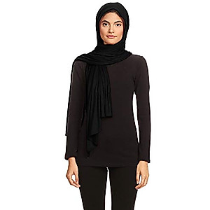 Abeelah Jersey Hijab Scarf - Made in the USA - Islamic, Muslim, African and Indian Fashion Compatible (Black)