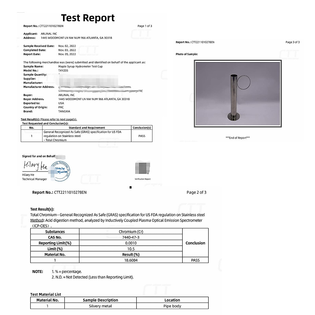 Maple Syrup Hydrometer Test Cup for Making Maple Syrup - Stainless Steel