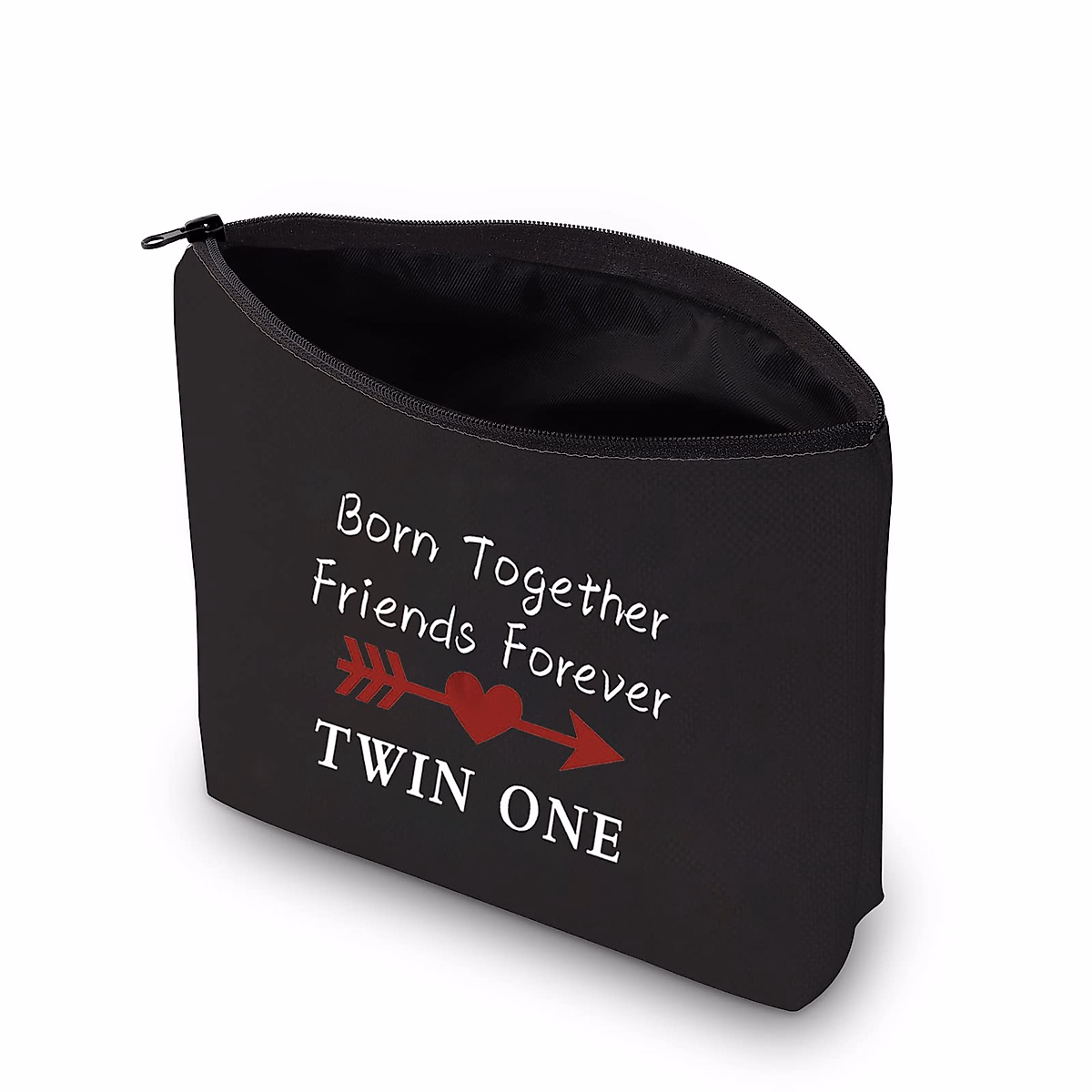 MBMSO Twin One Twin Two Bag Born Together Friends Forever Twins Gifts Travel Cosmetic Bag Twin Sister Gifts (Twin OneTwo black)