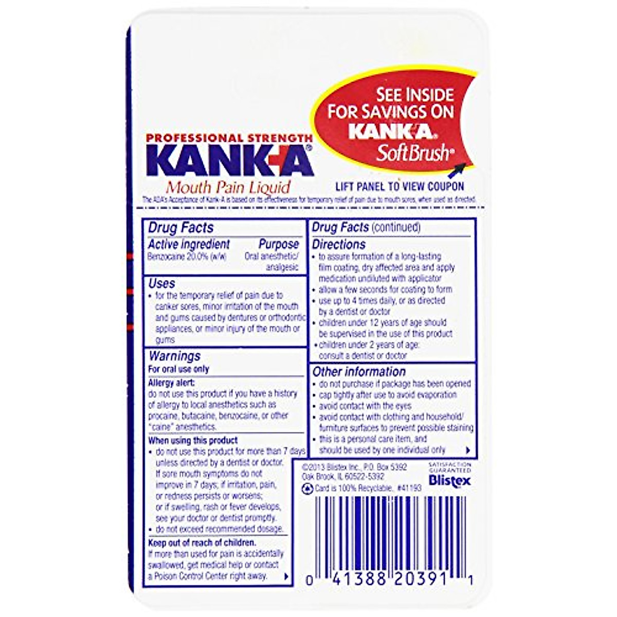 Blistex Kanka Mouth Pain Liquid, Professional Strength , 0.33 oz