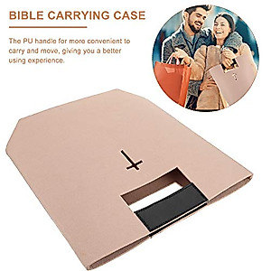 TOYANDONA Bible Carrying Case Felt Bible Bag Hollowed Cross Christian Church Bible Tote Bag Cover Handbag for Bible Study Case Work School Travel Shopping Beige