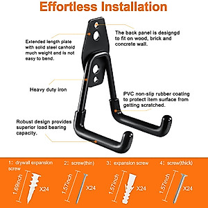 HUPBIPY 12 Pack Garage Hooks Heavy Duty,Utility Steel Garage Storage Hooks,Wall Mount Garage Hanger&Organizer for Organizing Power Tools,Ladders,Bulk Items,Bikes,Ropes and More Equipment