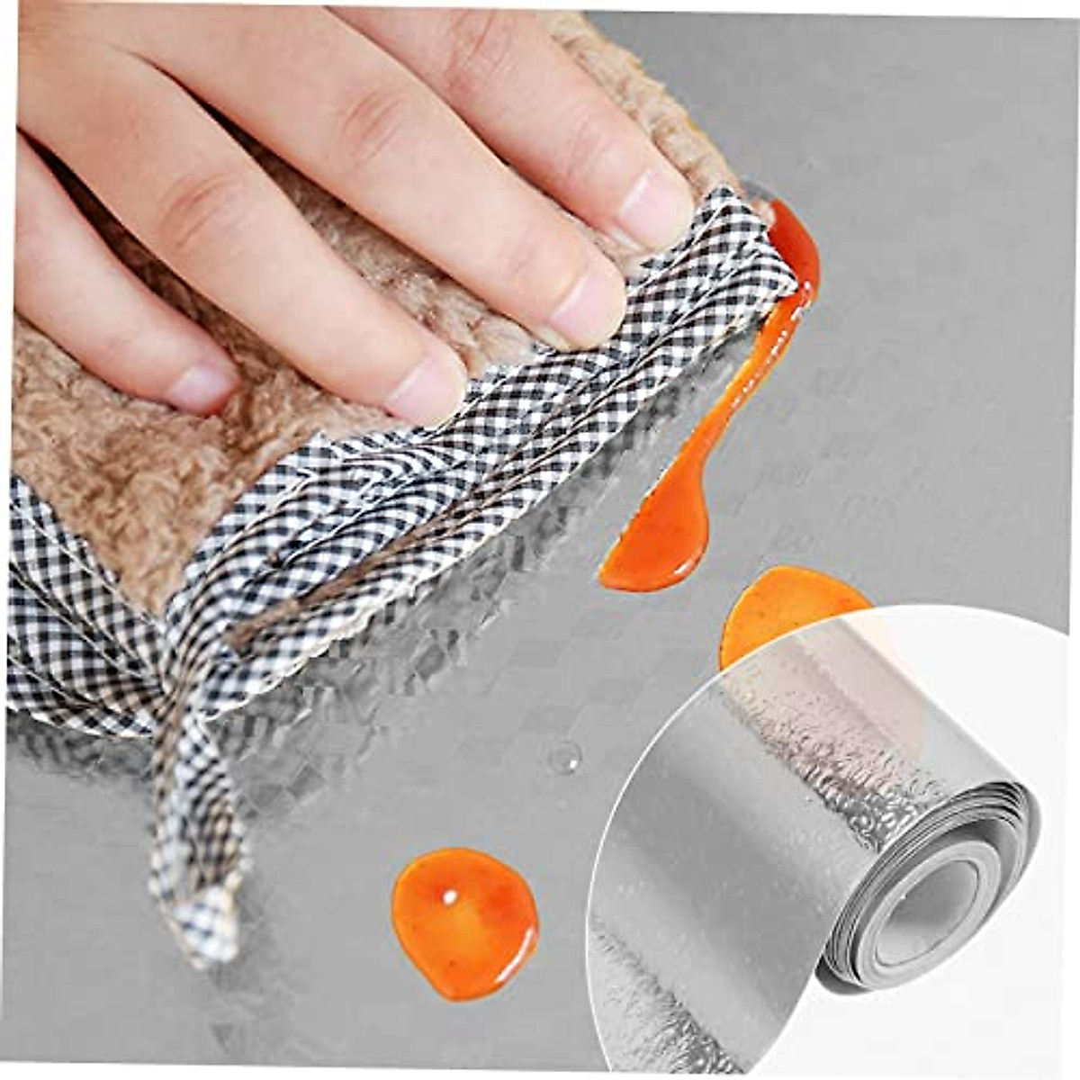 BESTonZON 1 roll Oil Silver Countertop Heat Supplies Cabinet Cover Backsplash Heat-Resistant Shelf Paper Self-Adhesive Tile Protector Adhesive Wall Proof Resistant Drawer