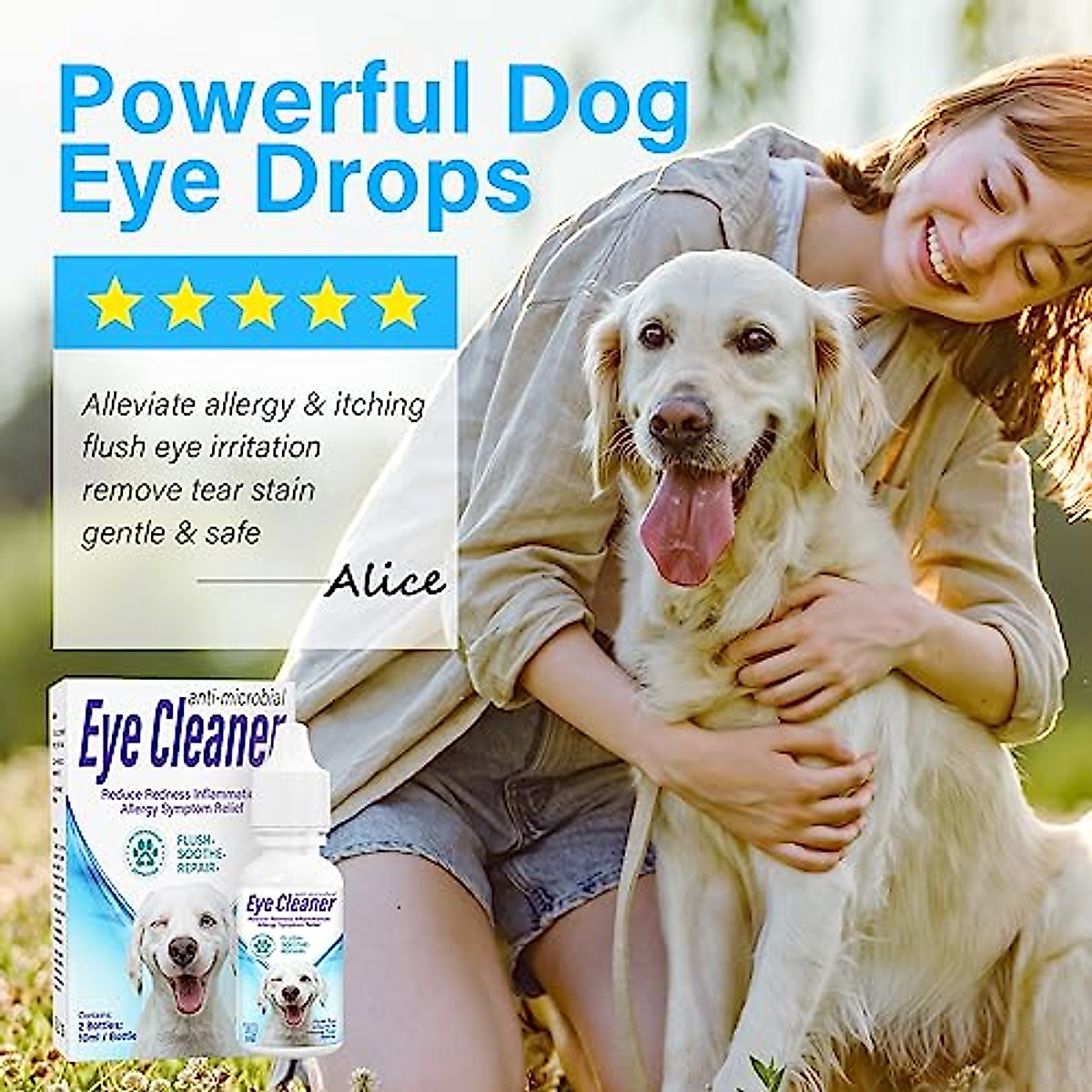 Art of Sport Quick Relief Dog Eye Drops, Say Goodbye to Redness, Irritation,Dryness Infection, Gentle Fomular Cataract Drops for Dogs, Pet Eye Drops