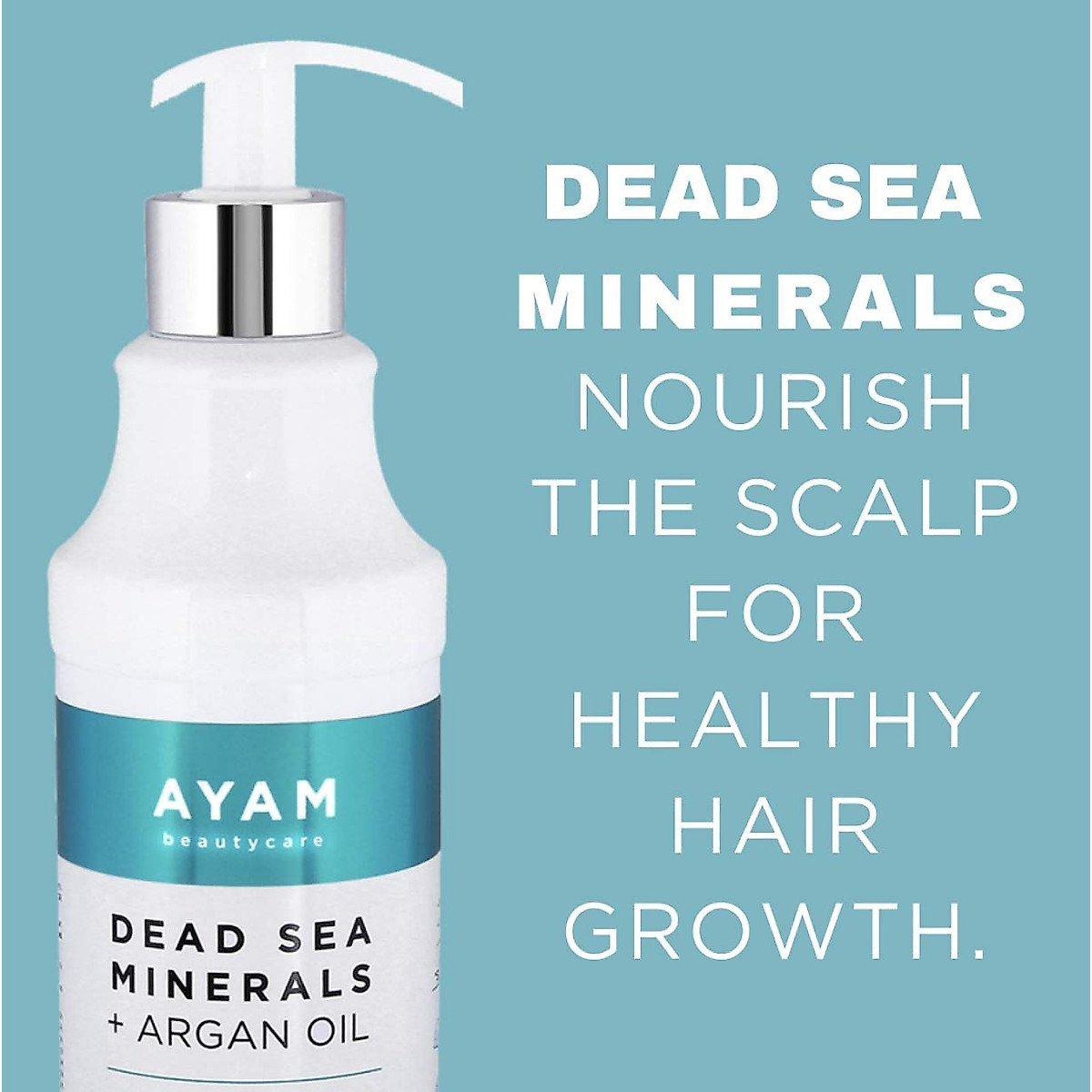 AYAM Beautycare Dead Sea Minerals + Argan Oil Shampoo Frizz Control, Smooth and Revitalize for Normal to Oily Hair 13.5 fl Oz