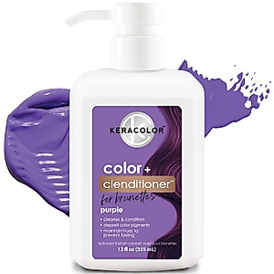 KERACOLOR Clenditioner for Brunettes PURPLE Dye, Semi Permanent Hair Color Depositing Conditioner, Cruelty-free, 12 Fl Oz (Pack of 1)