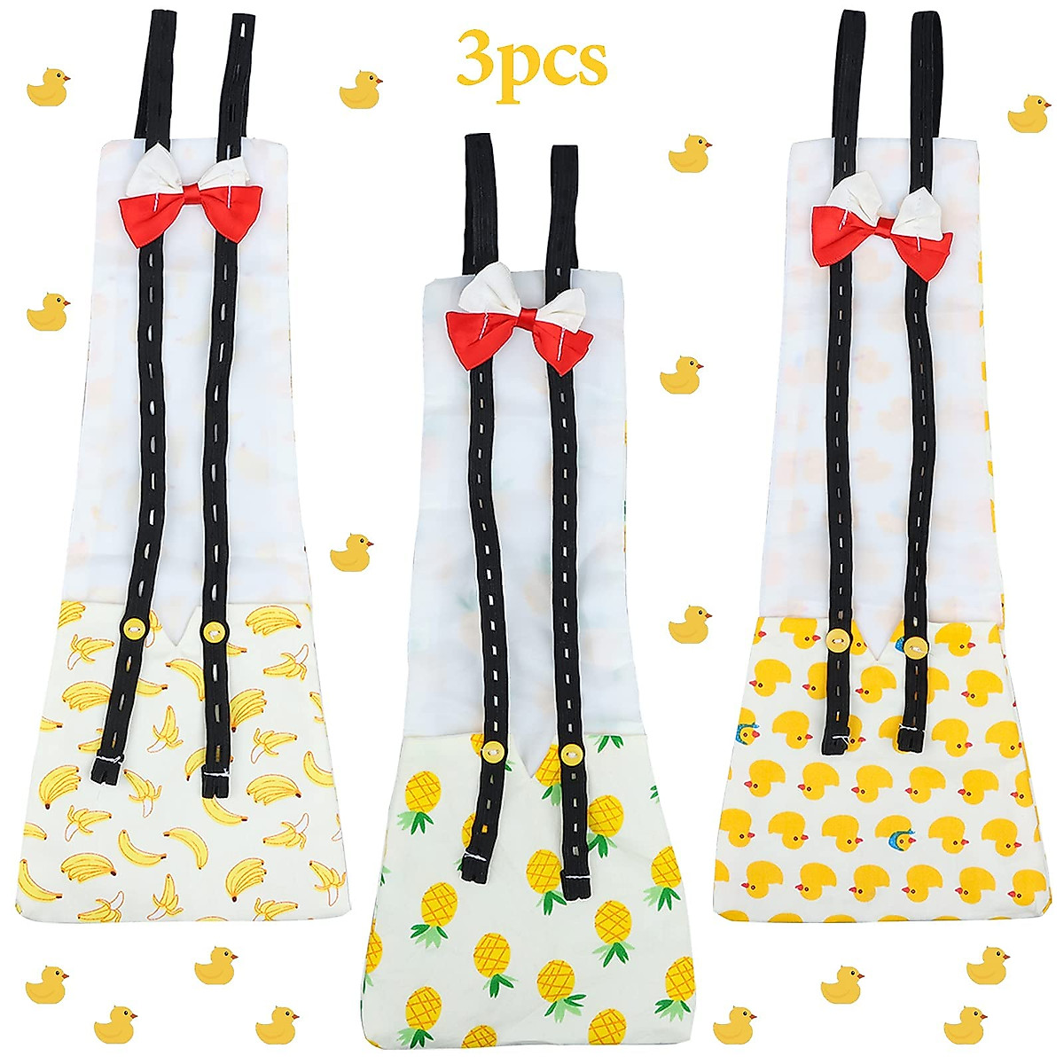 craftshou 3 Pcs Duckling Chicken Diaper Washable Reusable Goose Clothes Farm Pet Diapers Bow Tie Ducky Diapers Supplies for Poultry