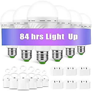 LHZHENG Emergency-Rechargeable-Light-Bulb, Stay Lights Up When Power Failure, 1500mAh 12W 60W Equivalent LED Light Bulbs for Home, Camping, Hiking (E27, with Hook,with Plug Cap) 6 Pack
