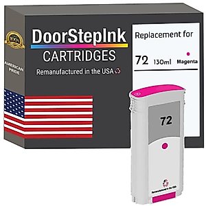 DoorStepInk Remanufactured in The USA Ink Cartridge Replacements for HP 72 130ml Magenta C9372A for HP DesignJet T1120 T1200 T1300 T2300 T610 T620 T770 T790 T795