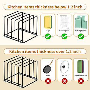 VAEKUCEAN Cutting Board Organizer, [2-Pack] Kitchen Cabinet Organizer, Divided Rack with 5 Slots for Baking Trays, Cutting Boards - Cookie sheet Organizer Inside Cabinet, Baking Sheets Holder (Large)