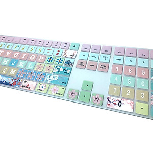 SANFORIN Silicone Keyboard Cover for Apple iMac Magic Keyboard with Numeric Keypad MQ052LL/A (Model: A1843, 2017 2018 Release), Cute Print Keyboard Skin, US Layout, Sakura
