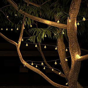 Pure Garden 50-LG1087 Outdoor Sting Solar Powered Round Globe Hanging Warm White Lights for Patio, Backyard, Garden, Events, Brown/A