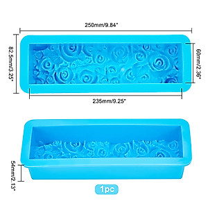 PH PandaHall Rose Loaf Mold, 22oz Flower Silicone Soap Molds 3D Embossed Crafts Mold Rectangle Resin Casting Molds for Handmade UV Resin Soap Candle Fondant Chocolate, 9.8x3.2x2.1inch 650ml