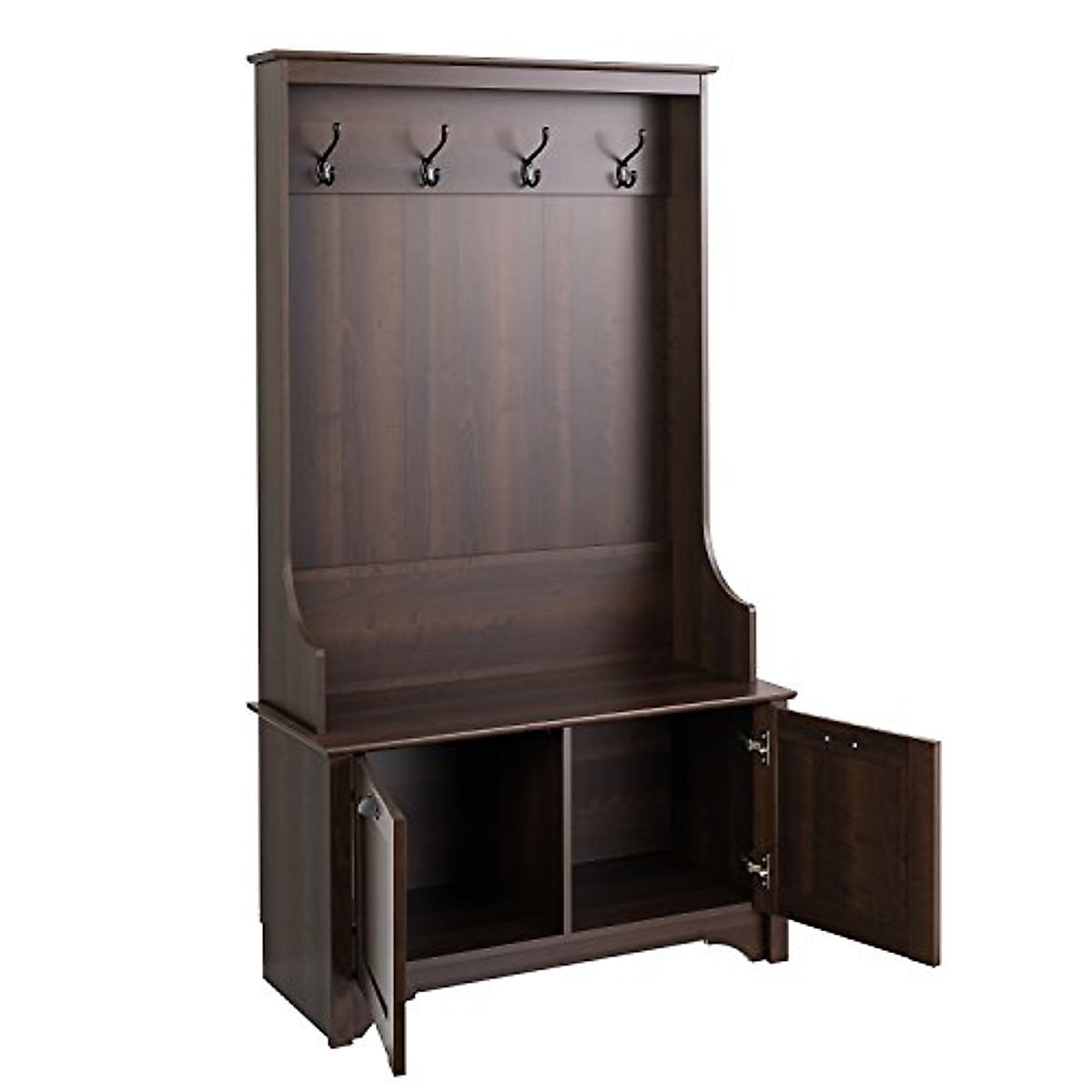 Prepac Wide Hall Tree with Shaker Doors, Espresso