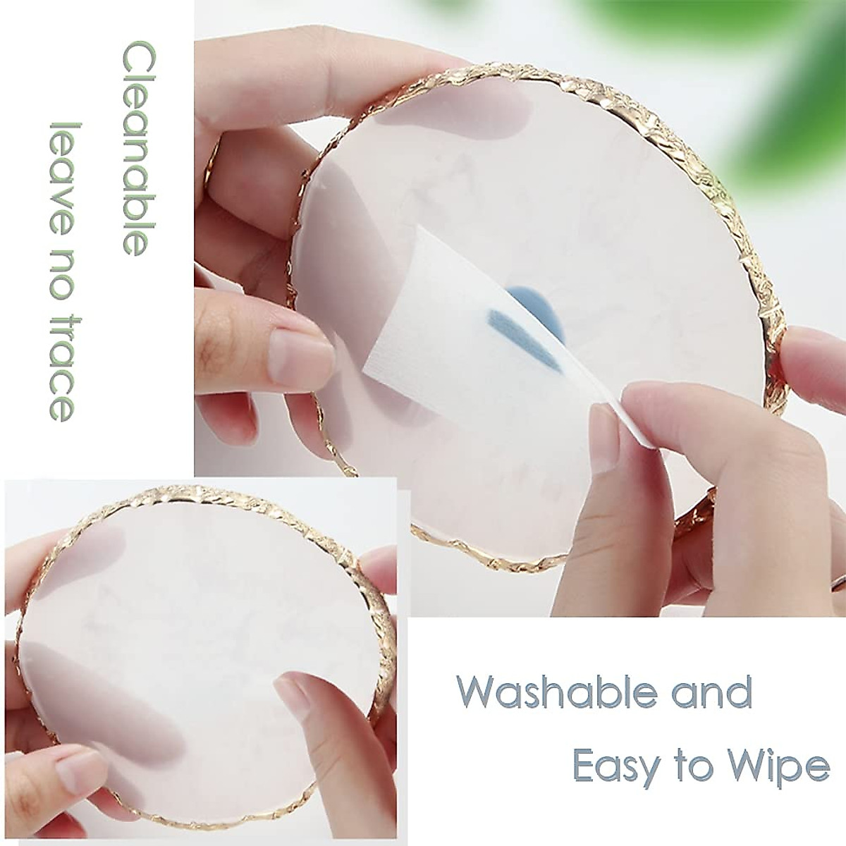 BETURY Resin Nail Art Palette, Nail Art Painting Mixed Color Palette Gold Edge Nail Gel Color Makeup Display Board (2#Pink)