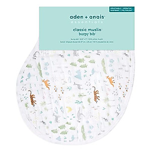 aden + anais Essentials Burpy Bib, 100% Cotton Muslin, Soft Absorbent 4 Layers, Multi-Use Burp Cloth and Bib, 22.5" X 11", Single, Voyager-Ecosphere