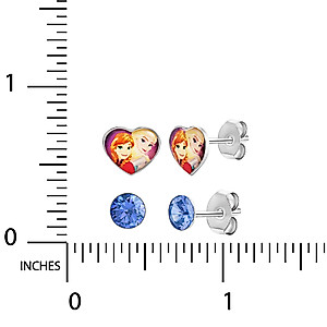 Disney Frozen Stud Earrings Set - Blue Crystal Stud Earrings and Anna and Elsa Earrings - Frozen Earrings - Elsa Jewelry - Disney Earrings